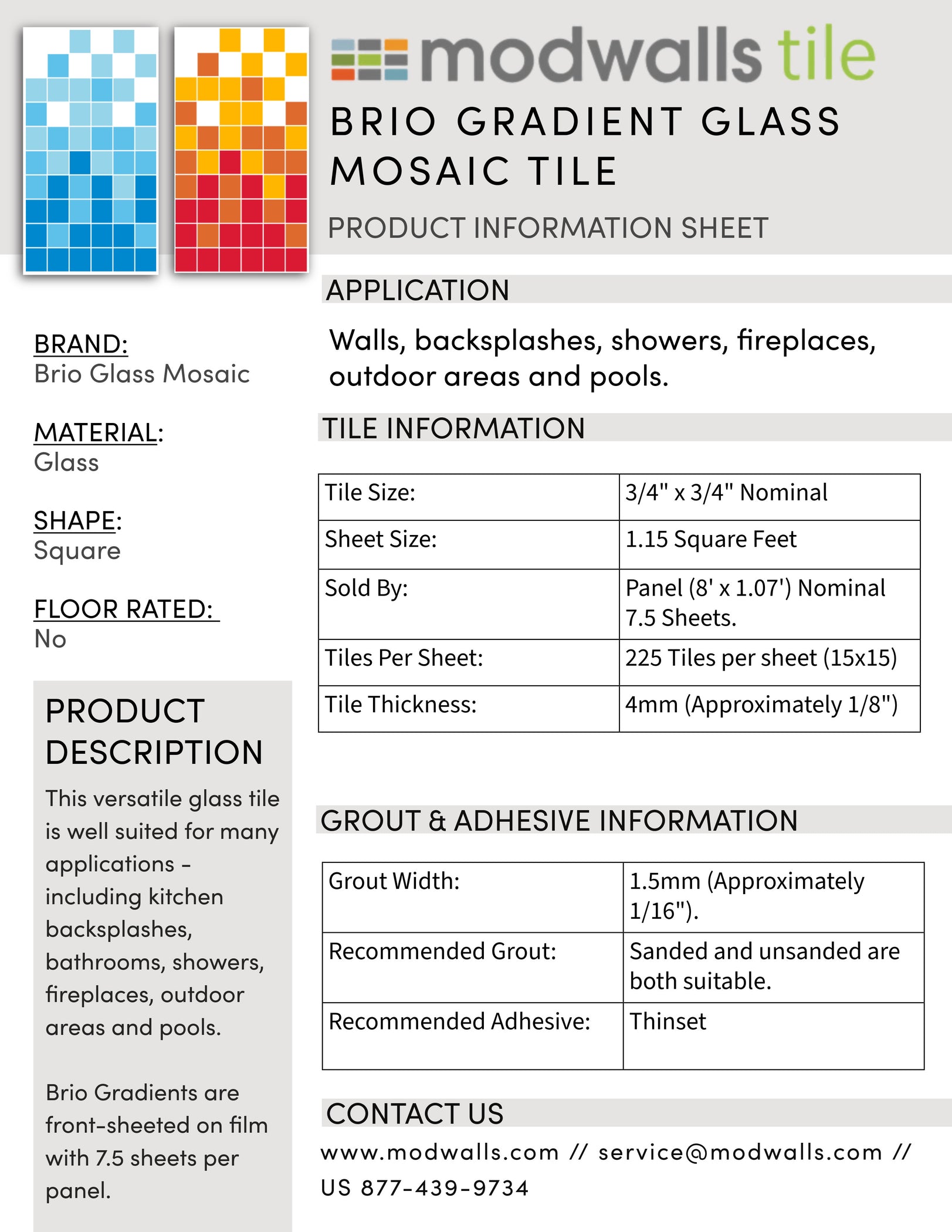 Brio Glass Mosaic Tile | Brio Atlantic Gradient — Modwalls