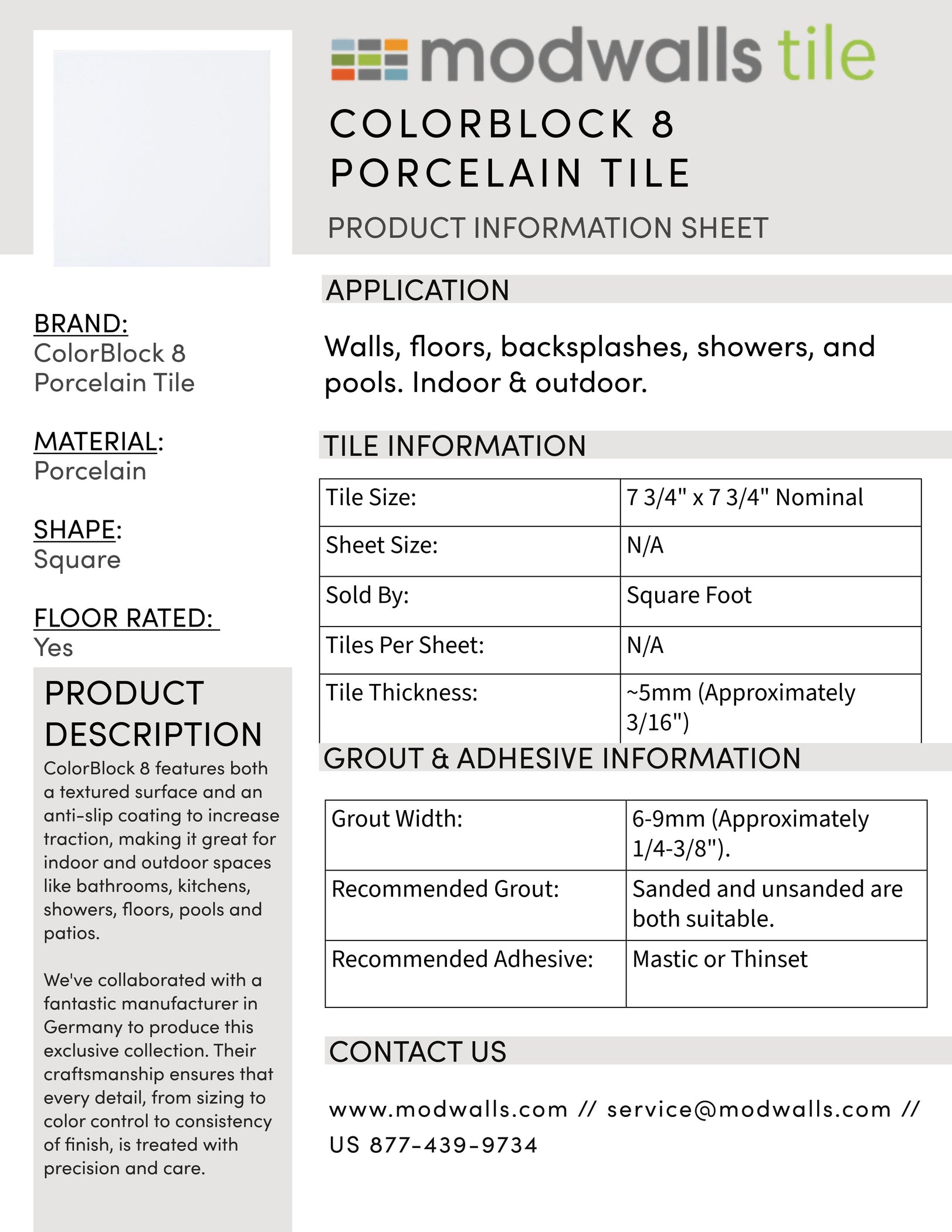 Modwalls | ColorBlock Porcelain Floor & Outdoor Tile | Pistachio | Green