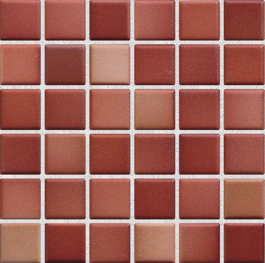 Sample of Mediterranean Mosaic Tile | Genoa Blend Matte | Brick Red ...