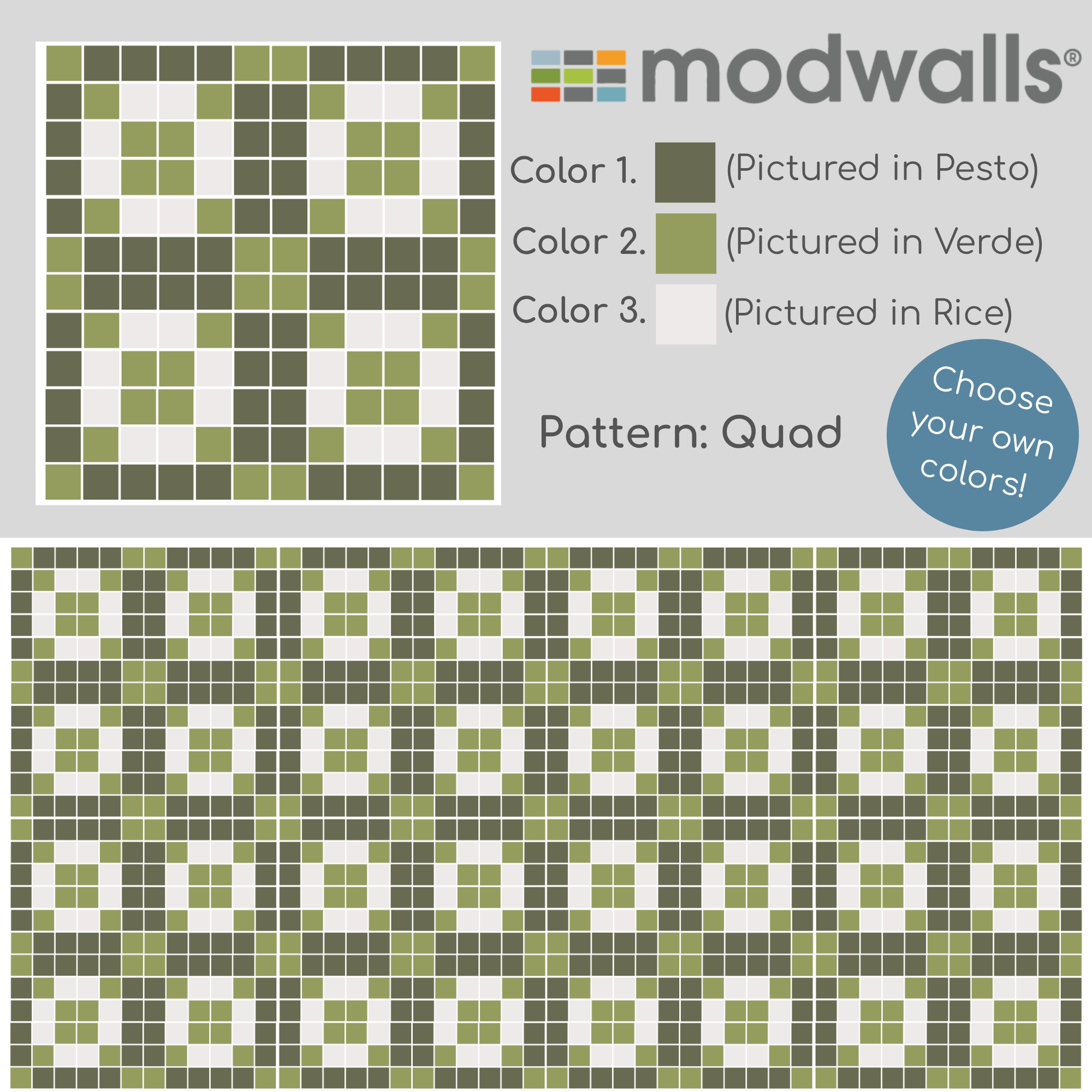 Vita Porcelain Mosaic Tile | Custom Pattern Quad — Modwalls