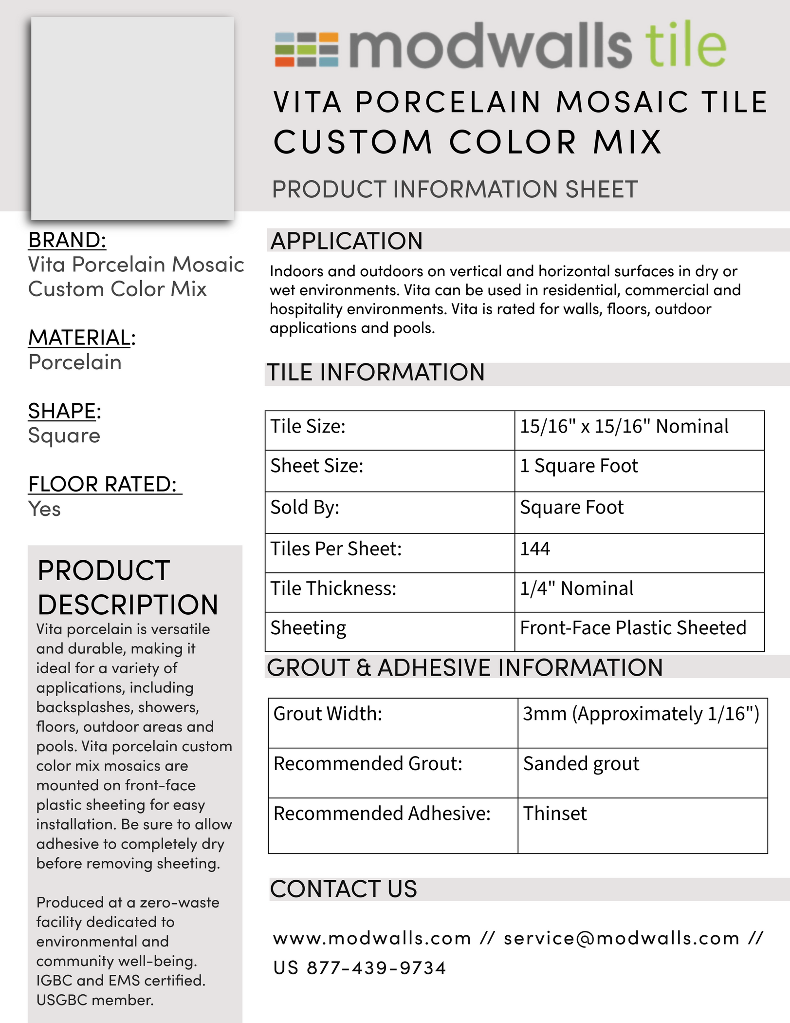 Vita Porcelain Mosaic Tile | Custom Color Mix — Modwalls